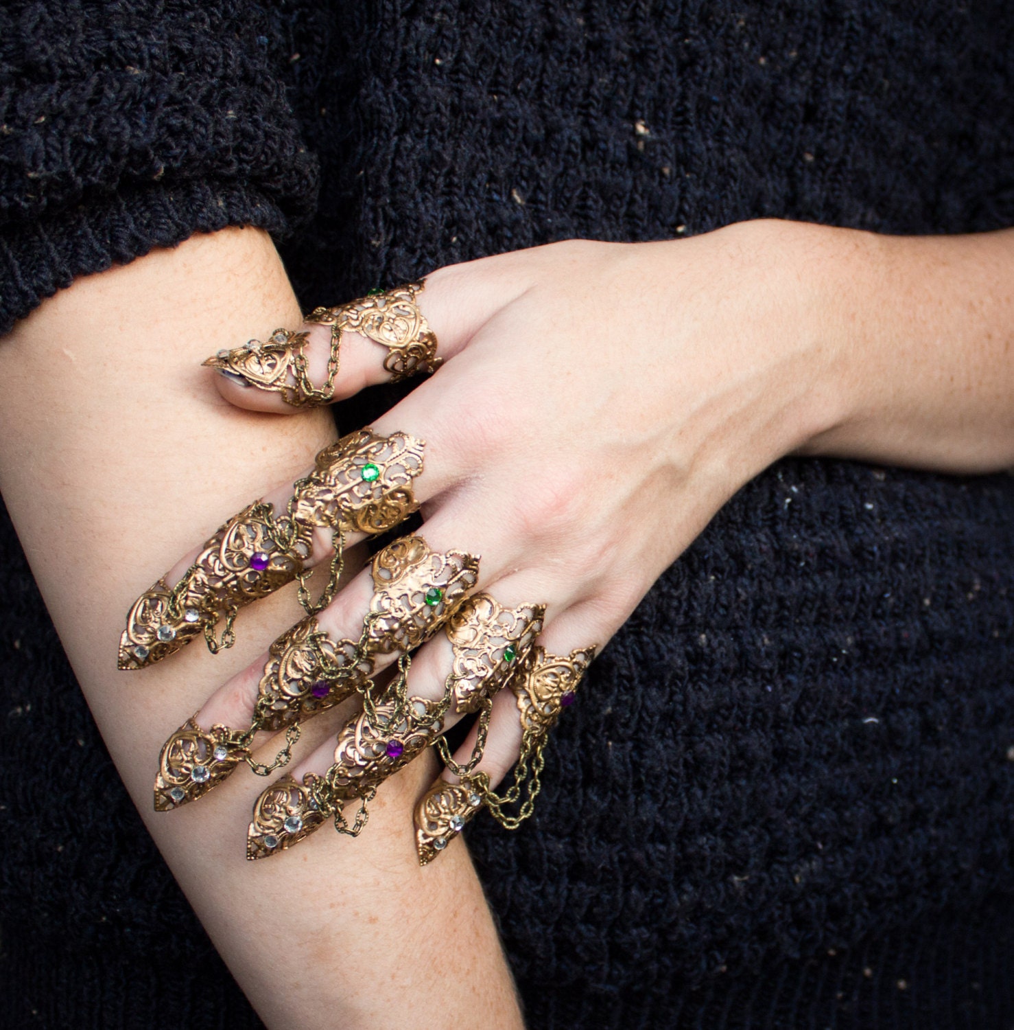 Regal Gold/Silver finger claws full hand pieces claw rings