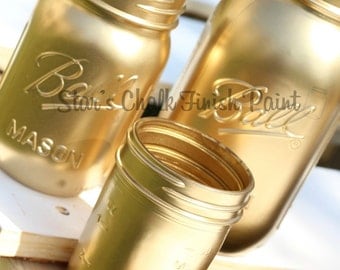 Gold mason jar | Etsy