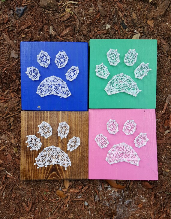 Mini Paw Print String Art Made to Order Home by StressedOutStudios
