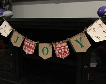 Items similar to Holiday JOY hanging sign on Etsy