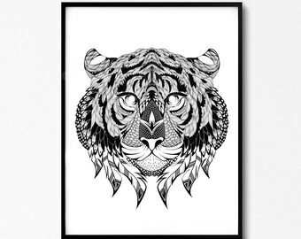 Tiger zentangle | Etsy