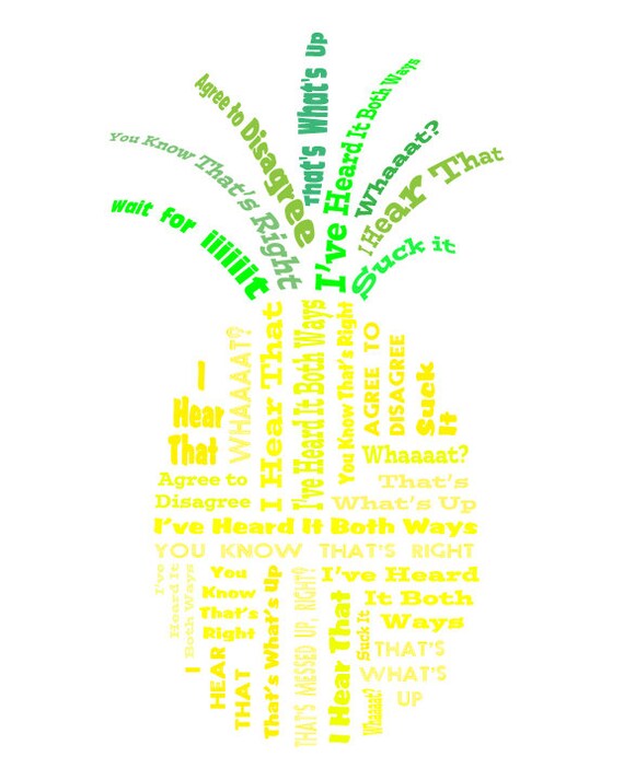 Psych Pineapple Word Art