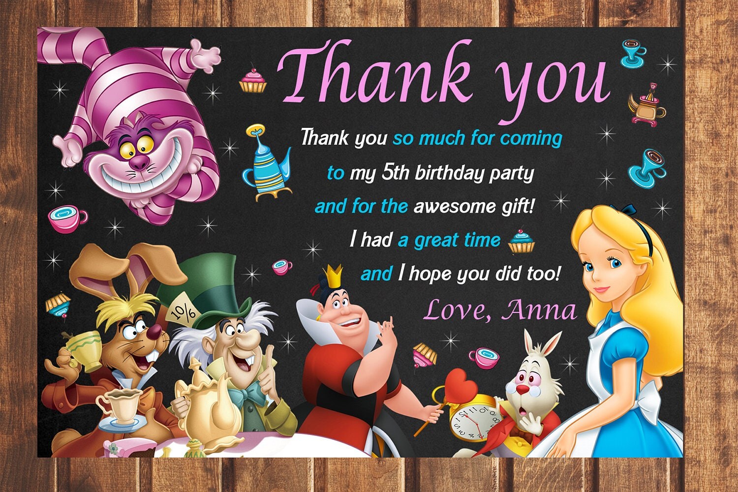 Alice in Wonderland thank you card Alice in Wonderland