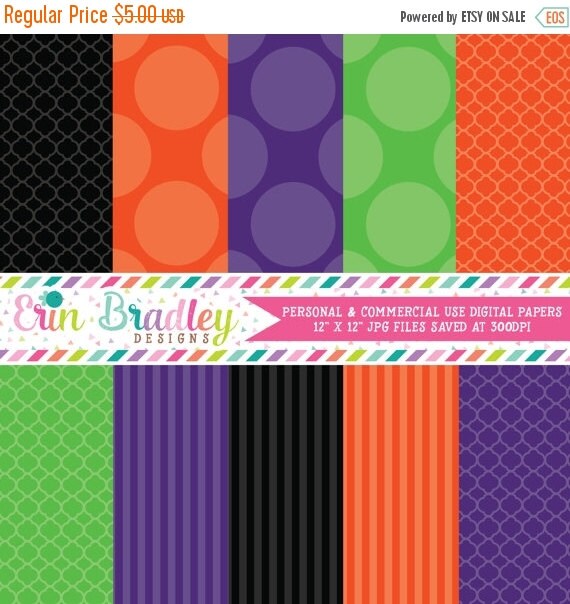 70% OFF SALE Halloween Digital Paper Pack by ErinBradleyDesigns