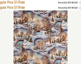 Winter scene fabric | Etsy