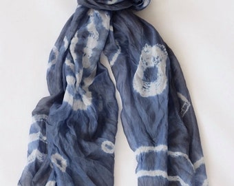 Shibori silk scarf | Etsy