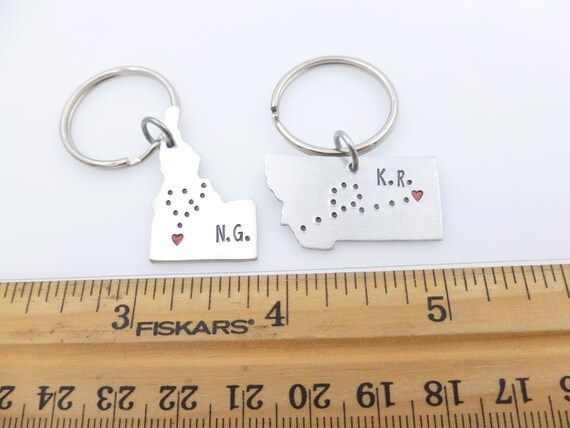 Long distance state keychain gift USA state to state couples