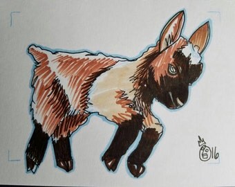 Pygmy goat drawing | Etsy