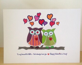 Owl valentine card | Etsy