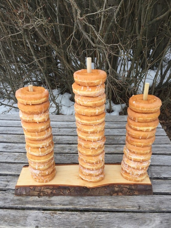 Large Log Wood Rustic 30 Donut Stand Wedding party shower wooden, Donut ...