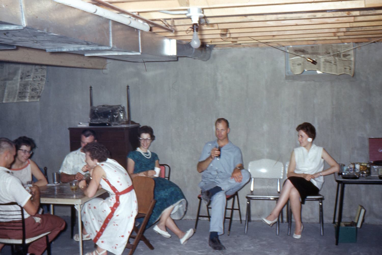 Vintage Photo Slide..Party in the Basement 1960's