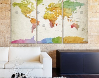 3 panel world map | Etsy