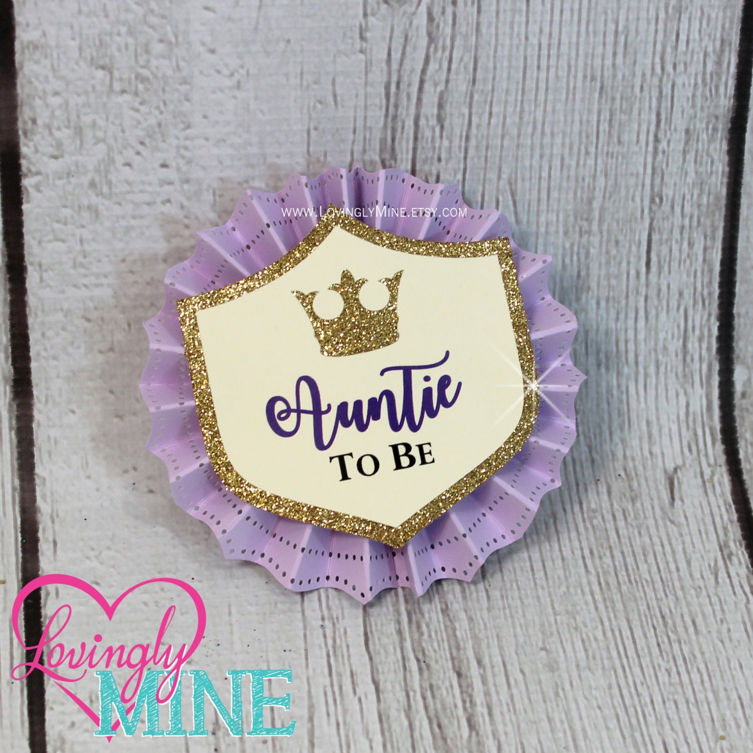 Name Tags/Corsages Lavender Ivory & Glitter Gold Little
