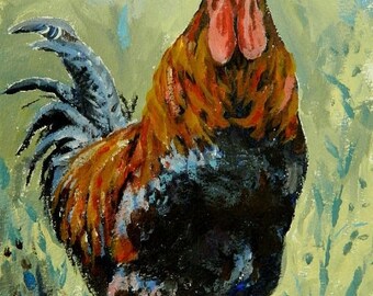 Colorful chicken art | Etsy