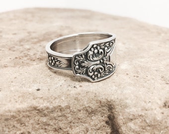 Sterling Silver Spoon Ring circa 1940 Handmade Spoon Ring
