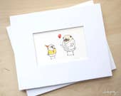 Pug Art & Pug Cards Funny Cards Pins and Magnets by Inkpug on Etsy