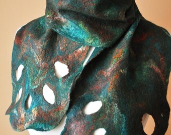 Handmade Wool Felt Scarf Shawl Hat Brooch Necklace by ShellenD
