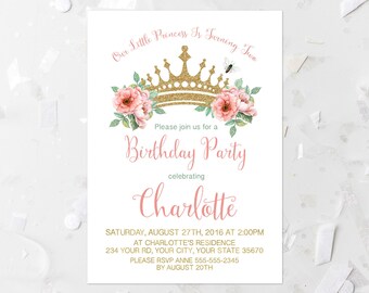 Princess Birthday Invitation DIY Princess Crown Birthday