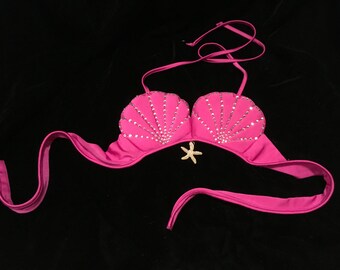 Crochet seashell mermaid top shell bikini costumepeach/mango