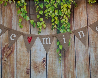 Rustic Kisses Banner Valentine's Kisses Burlap Banner 25