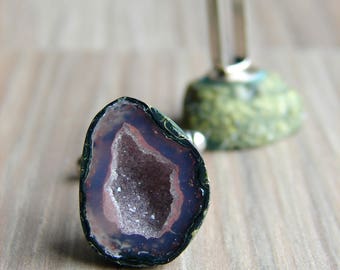 Raw Rough Diamond Rings Geode Crystal & Stone by Gemologies