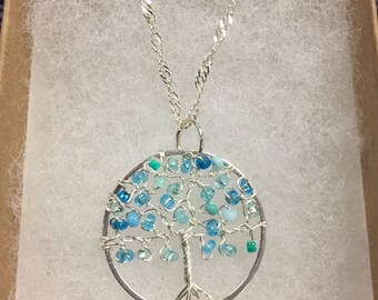 Items similar to Light Blue Tree of Life Pendant Necklace w/chain ...