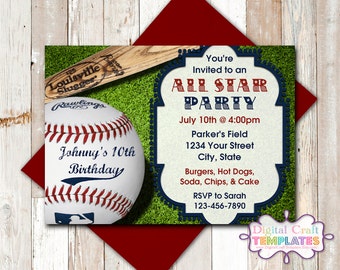 Items similar to First Birthday Baseball Party Printable Invitation on Etsy
