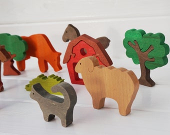 Wooden farm toys | Etsy