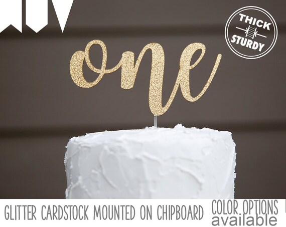 one cake topper first birthday cake topper Gold Glitter