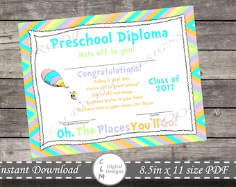 Pre-Kindergarten Graduation Diplomas Blank Graduation
