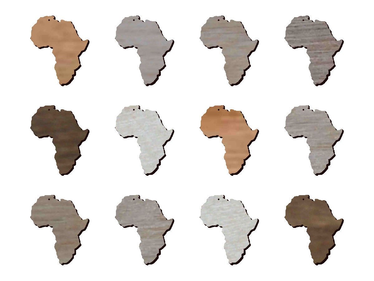 Laser Cutout 12 pc 2 Tall Africa Continent Shape MDF
