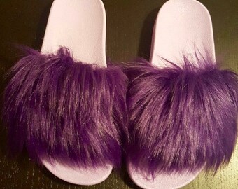Fur slides | Etsy