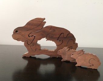 Wooden rabbit toy | Etsy