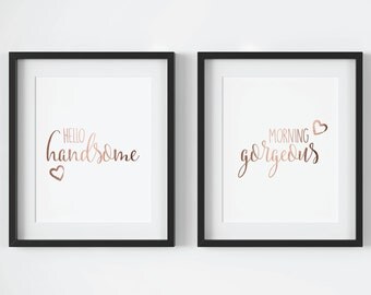 Rose gold wall art | Etsy