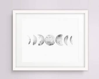 Moon phases wall art | Etsy