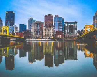 Black and Gold Bridges Pittsburgh Triptych Various formats