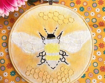 Bee embroidery | Etsy