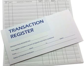 Printable Financial Transaction Register FULL PAGE Instant