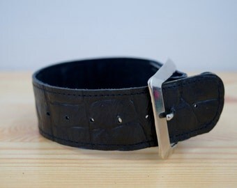 Wide leather cuff | Etsy