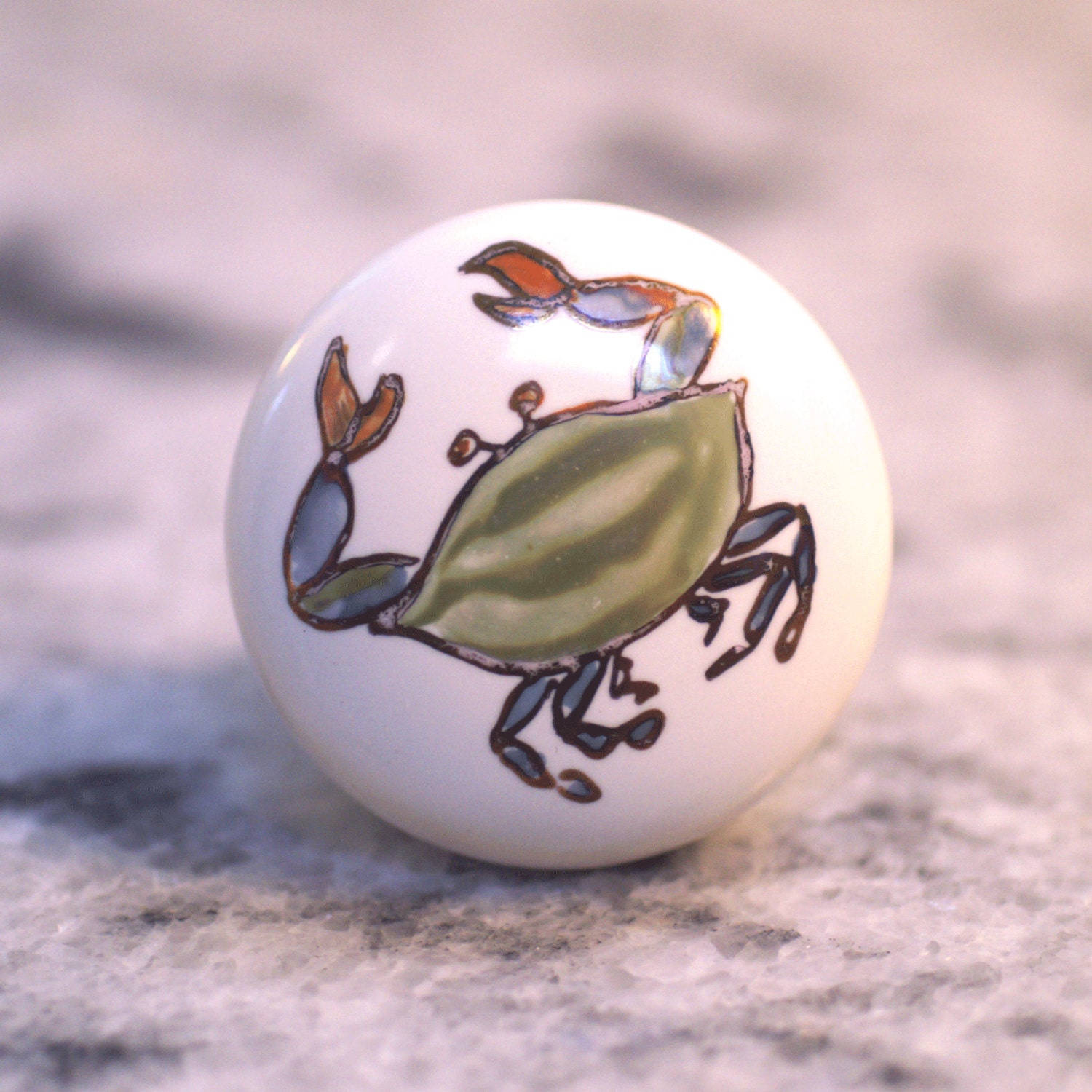Hand painted Blue Crab cabinet knob