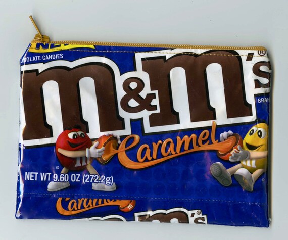 NEW M&Ms Caramel Candy Wrapper Up-cycled Zippered Bag/Pouch