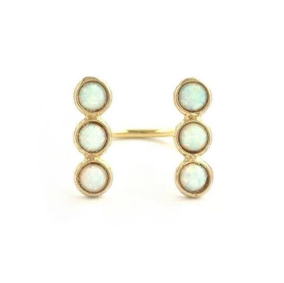 Double Opal Trio Open Ring
