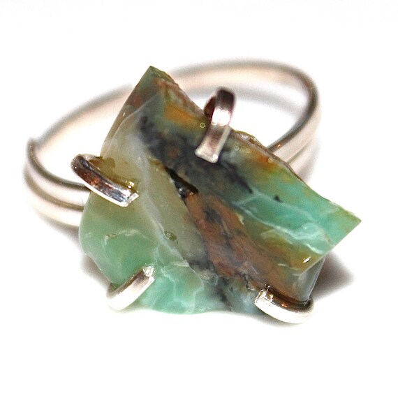 Blue Peruvian Opal Ring Blue Opal Ring Sterling Silver Ring