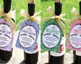 Wine bottle tag | Etsy