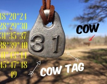 Cow tag necklace | Etsy