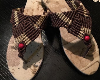 Macrame flip flops | Etsy