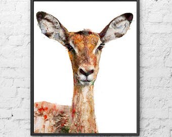 Deer head painting | Etsy