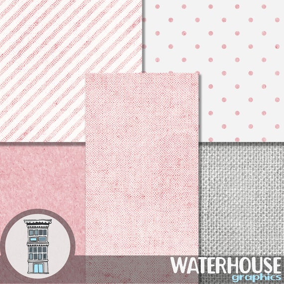 Digital Scrapbooking PINK Baby Girl Rustic PAPER PACK Instant