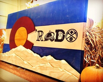 Custom wooden Colorado flags and decor by ColoradoCarved on Etsy