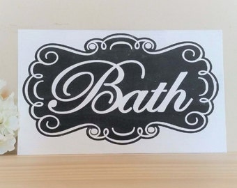Wall decor sign for bath Bath sign wooden letters bathroom